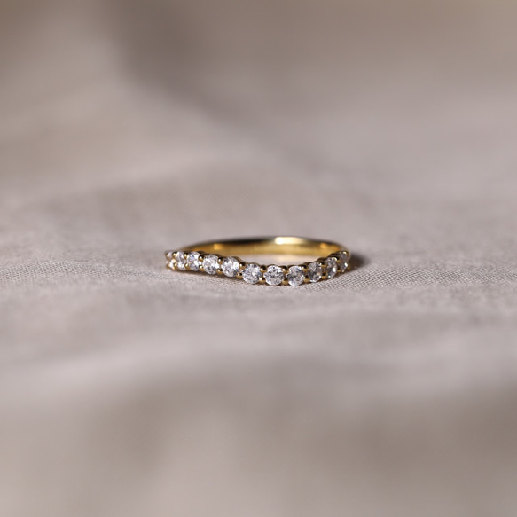 〈K18・プラチナ〉Φ2.1mmウェーブハーフエタニティリング ダイヤモンド〈VR106〉 指輪・リング Alles Liebe〈アレスリーベ〉 通販 18416545｜Creema(クリーマ)