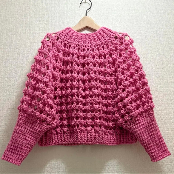 ☆handmade☆手編み ピンクハイネックセーター ニット・セーター ☆handmade☆手編み ピンクハイネックセーター ニット・セーター