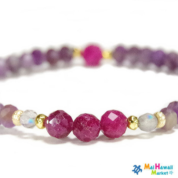 ルビー、アメジスト【良い人間関係・成功】天然石ブレスレット♪＊作品№CRKOS-178 ブレスレット Mai Hawaii Market 通販 ...
