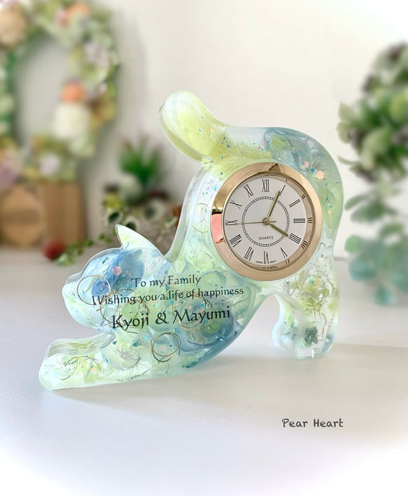 お花いっぱいねこちゃん置時計【お祝い･プレゼントに最適】 掛け時計・置き時計 Pear Heart 通販｜Creema(クリーマ) 18448280