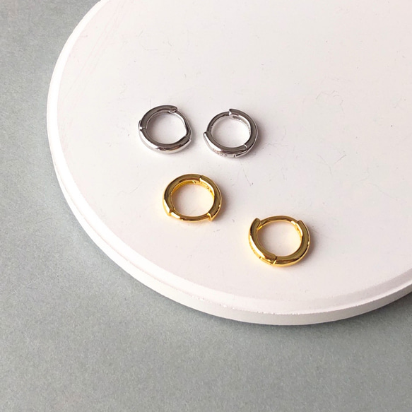 #145 極小 8mm ミニフープピアス ゴールド/シルバー｜金属アレルギー対応 S925 オフィス 秋 ハロウィン ピアス（フープ） L I E N 通販 18451655｜Creema(クリーマ)