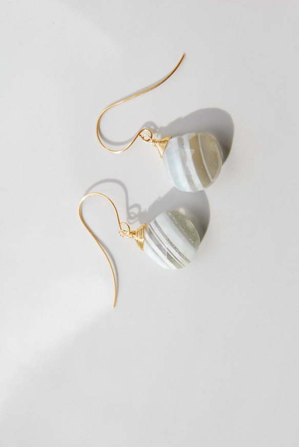 マロンカットブルーオパールのピアス no,1 14kgf ピアス（フック・チェーン） Ayako's 通販 18470601｜Creema(クリーマ)