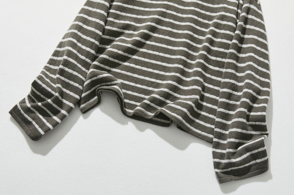 ゆるっと華奢見え配色ボーダーセーター ウールとカシミヤ混紡ニット カーキ 241026-2 ニット・セーター fall-in&co(talent) 通販 18477652｜Creema(クリーマ)