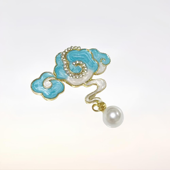 H3430 パール 祥雲 デザイン ブローチ ブローチ ひかり 通販｜Creema(クリーマ) 18482886
