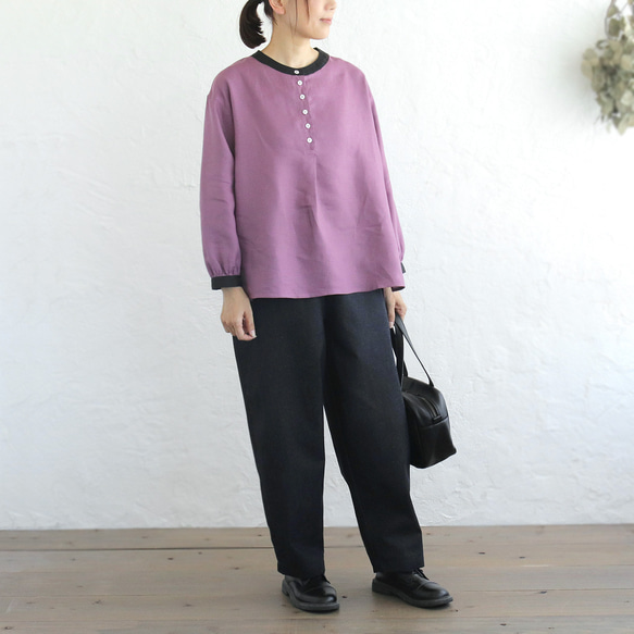深みのある秋冬カラー リネン クレリック プルオーバーブラウス （パープルピンク）TP12 ブラウス alin 通販｜Creema(クリーマ) 18484733