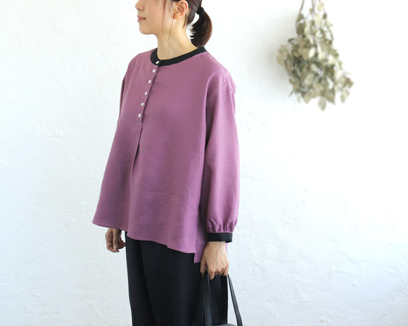 深みのある秋冬カラー リネン クレリック プルオーバーブラウス （パープルピンク）TP12 ブラウス alin 通販 18484733｜Creema(クリーマ)