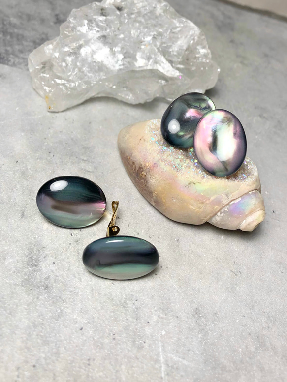 Aurora shell イヤリング・ノンホールピアス SEAWEED ACCESSORY 通販 18509378｜Creema(クリーマ)