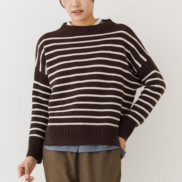 【30％OFF】 ラムウール ガンジーセーター ブラウンボーダー 10702 ニット・セーター kermu 通販 18517706｜Creema(クリーマ)