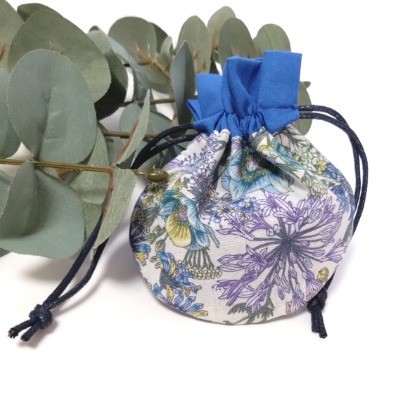 《ミニサイズ》イングリッシュガーデン・の丸い巾着ポーチ・ブルー ＃n798 巾着袋 natura-drop 通販 18521400 ...