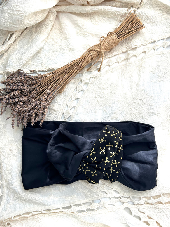 （creema限定送料無料）ワイヤーターバン ダークネイビー 濃厚 ゴールド ヘアバンド・ターバン maruko 通販 18526675｜Creema(クリーマ)