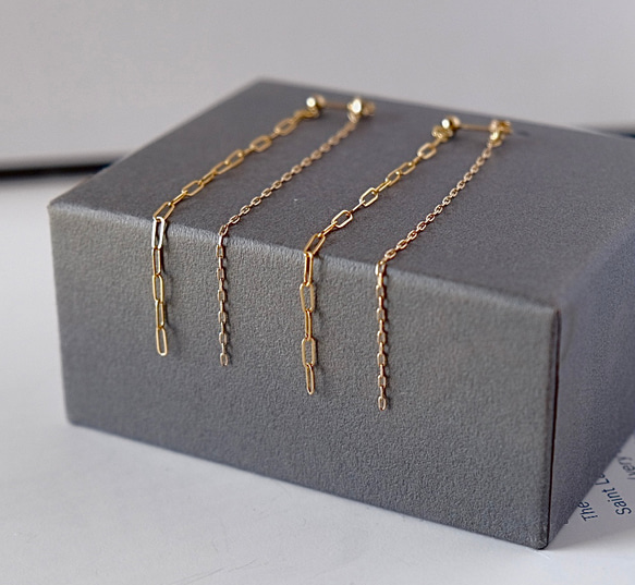 14kgfダブルチェーンピアス ピアス（その他） Beige&Black 通販｜Creema(クリーマ) 18580997