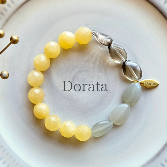 【再販】⭐イエロージェード⭐ライトグレームーンストーン⭐スモーキークォーツの上品なブレスレット ブレスレット Dorāta 通販 ...