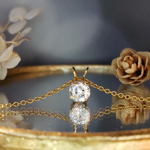 キラッキラ エンペラーカット モアサナイト Dカラー 四つ爪セット 14Kgf Diamond beach ネックレス・ペンダント homeostaticstyle 通販｜Creema ...