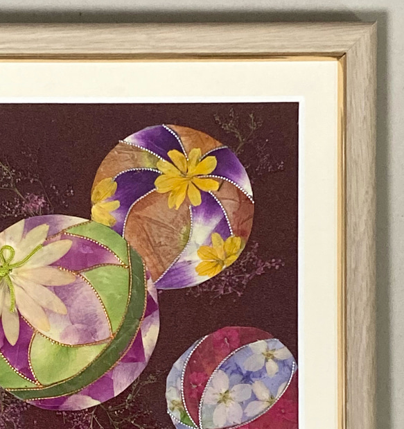 押し花 押し花額 押し花アート お正月 てまり 和風 和モダン 可愛い その他インテリア雑貨 アトリエMiyake 通販｜Creema(クリーマ) 18598486