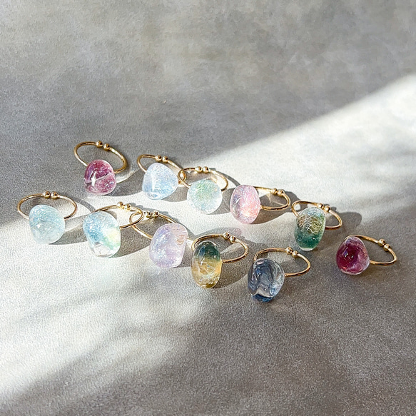 【お試しリングガチャ】紫陽花の宝石 レジンのうる艶感を楽しむ 紫陽花の透き通る葉脈を眺める 送料無料 指輪・リング fureiro 通販 ...