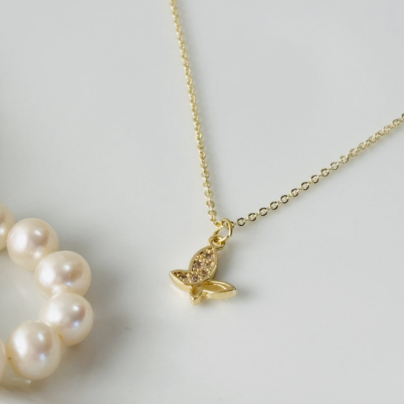 【14kgf】全て同額。つけっぱなしできる プチCZダイヤ バタフライネックレス40/45/50/55センチ刻印有 ネックレス・ペンダント さくら工房☆おかげさまで6周年イベント中 通販 ...