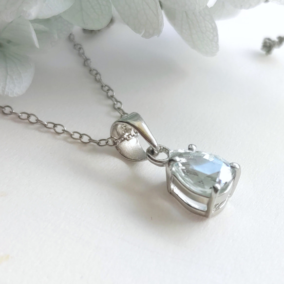 3月誕生石 キラキラ アクアマリン ネックレス S925 8×6㎜ ネックレス・ペンダント bamboo shoots 通販 18650364｜Creema(クリーマ)