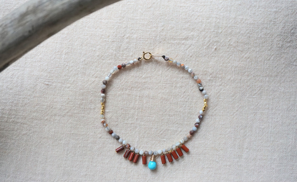 ラグナレースアゲート×スリーピングビューティーターコイズ～14kgf＃32 ブレスレット Simply Natural 通販 18653289｜Creema(クリーマ)