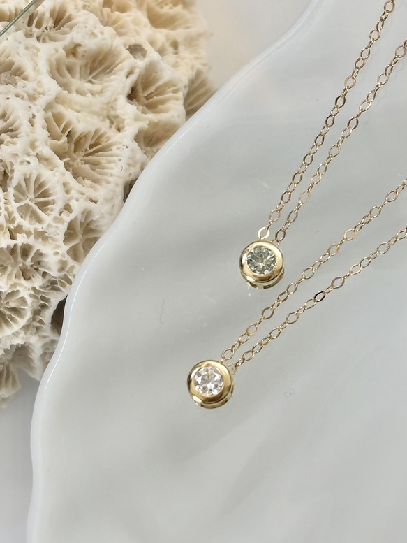 14kgf 長さ調整自在 モアサナイトネックレス エシカル ジュエリー ネックレス・ペンダント Tiare3（ティアレスリー） 通販｜Creema(クリーマ) 18664876