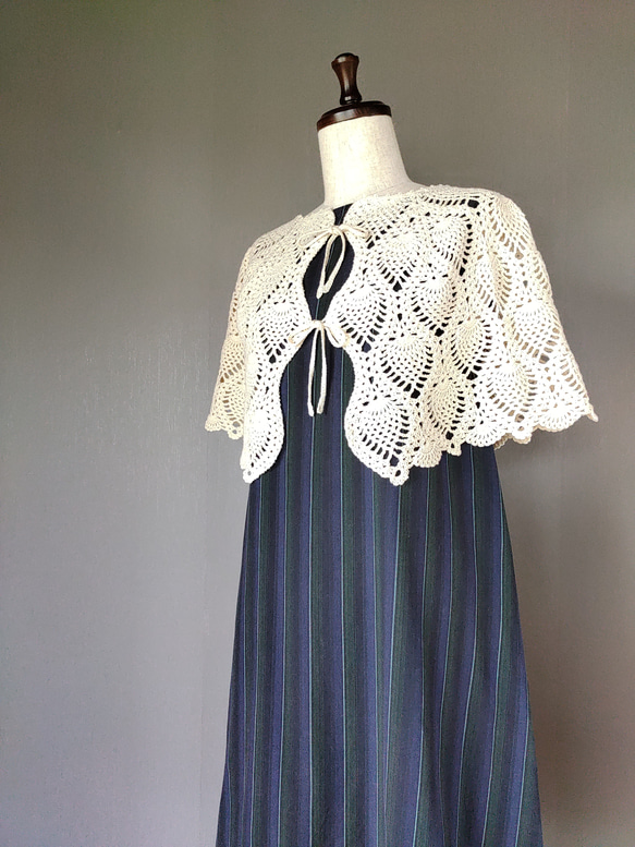 ♦生成り木綿のレースケープ L〜2L ストール 前田佳邑璃 通販 18665383｜Creema(クリーマ)