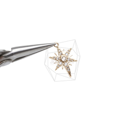 PDT-2858-G【2個入り】スターキュービックジルコニアチャーム/Cubic Star Round Charm 金具・チェーン jewelmecca 通販｜Creema(クリーマ ...