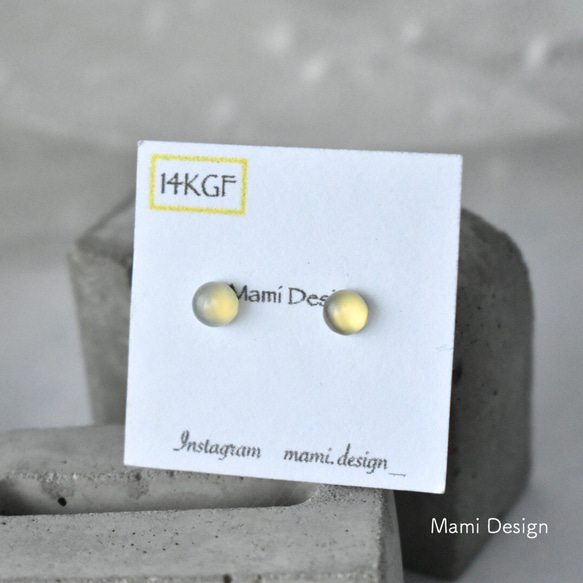 14KGF アップルグリーンカルセドニーのシンプルスタッドピアス ピアス（スタッド・一粒） Mami Design 通販 18669299｜Creema(クリーマ)