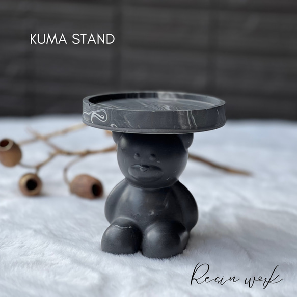 KUMA Candle stand ブラック×オフホワイトマーブル 一輪挿し・花瓶・花器 レジンワーク 通販｜Creema(クリーマ) 18673585
