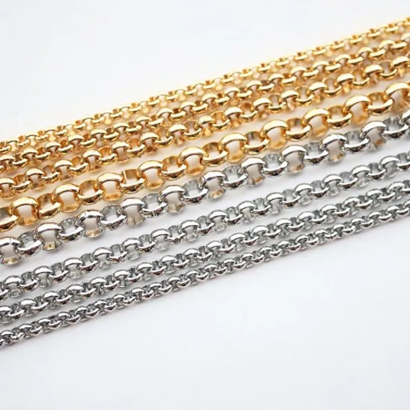 316L サージカルステンレス オープンカン ロロチェーン 真空18Kコーティング 切り売り 金具・チェーン Trois anges 通販 18702178｜Creema(クリーマ)