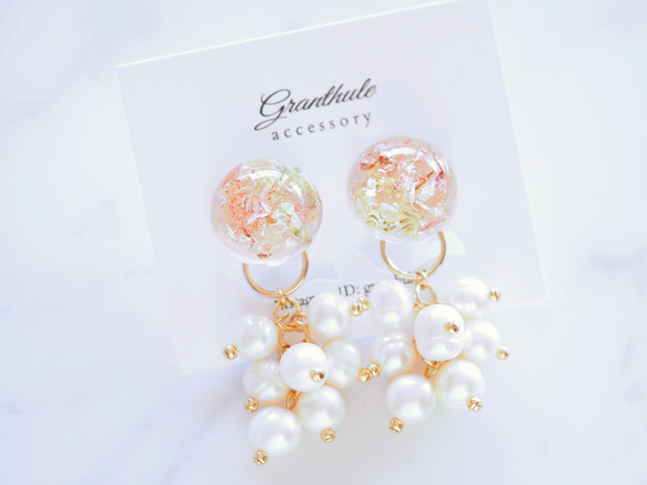 Creema限定 春の超早割2025 華やか花びらと淡水パールの輝きイヤリング E0328 イヤリング・ノンホールピアス Granthule ...