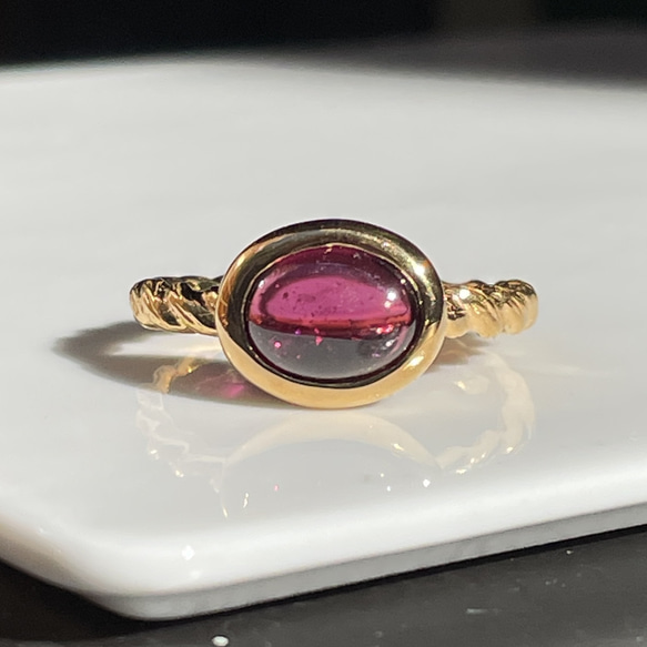 ロードライト ガーネット ぽってり石座 2.5ct OVカボション シルバーSV925リング 指輪・リング The.M 通販 18731376 ...