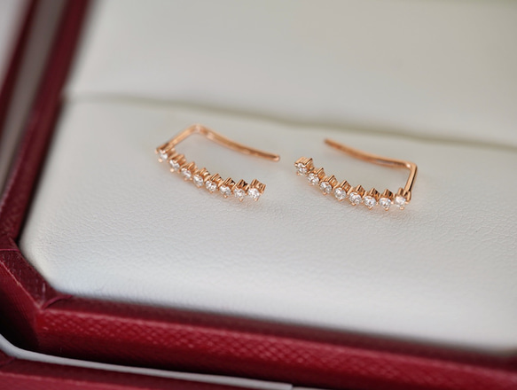 天然ダイヤモンドピアス0.2ct k18 ピアス（フック・チェーン） パール大好き(体調不良のため、今週休み) 通販 18731749｜Creema(クリーマ)