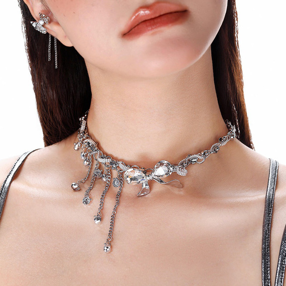 クリスタルバタフライフリンジネックレス、ネックレス、レディース その他ファッション Ainimiベルト専門店 通販｜Creema(クリーマ ...