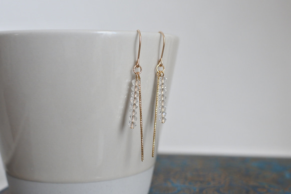 \ 華やかさUP ／ Wスティックピアス 14kgf アレルギー対応 輝き 華やか お呼ばれ キラキラ 繊細 ピアス（フック・チェーン） accessory garden 通販 ...