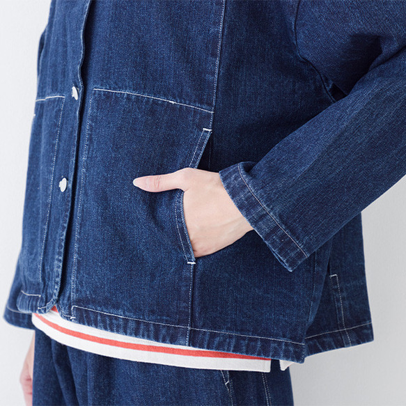 デニム ちび襟 コクーン ジャケット ジャケット kermu 通販 18777011｜Creema(クリーマ)