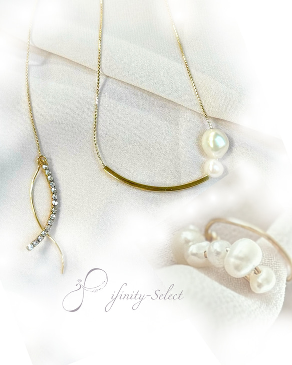 3点 イヤーカフ ネックレス 痛くない 取れにくい パール アレルギー 揺れる おしゃれ 卒入学 フォーマル プレゼント イヤーカフ ifinity-Select 通販｜Creema(クリーマ ...