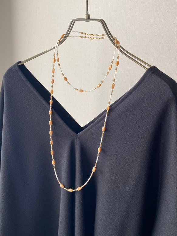 【数量限定】キャラメル色のガラスビーズ ショートネックレス 【選べる2タイプ】 チョーカー Ichi-ring（いちりん） 通販 18796155｜Creema(クリーマ)