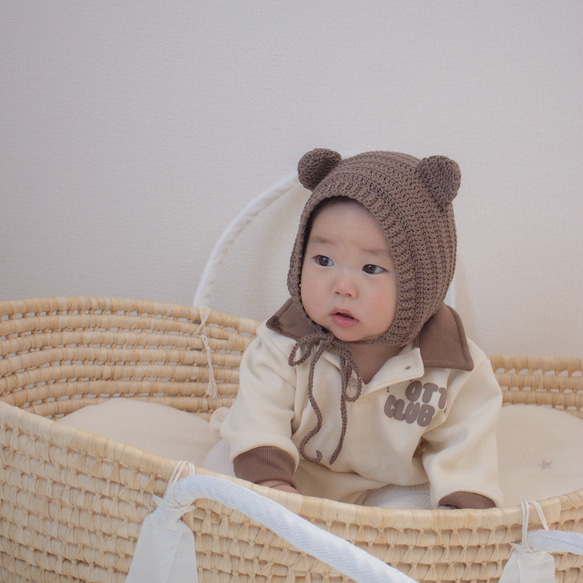 kuma san bonnet【S size】 帽子(ベビー・キッズ) mollemou 通販 18796465｜Creema(クリーマ)