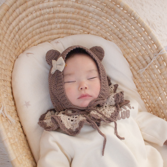 kuma san bonnet【S size】 帽子(ベビー・キッズ) mollemou 通販 18796465｜Creema(クリーマ)