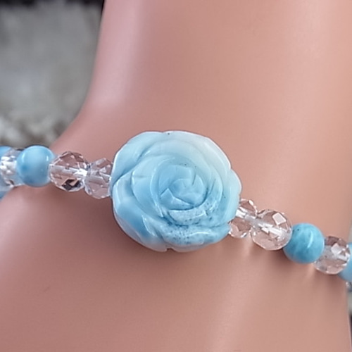 大きな薔薇ラリマー×美ラリマー ドミニカ産 美しい豪華な 花を 大きな薔薇ラリマー×美ラリマー ドミニカ産 美しい豪華な 花を