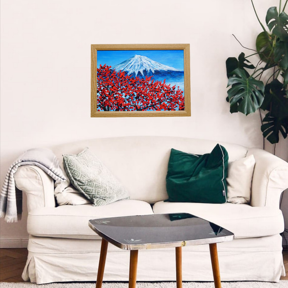 油絵 油彩 油彩画 絵 絵画【富士山と梅の花】 絵画 HR 通販｜Creema(クリーマ) 18815207