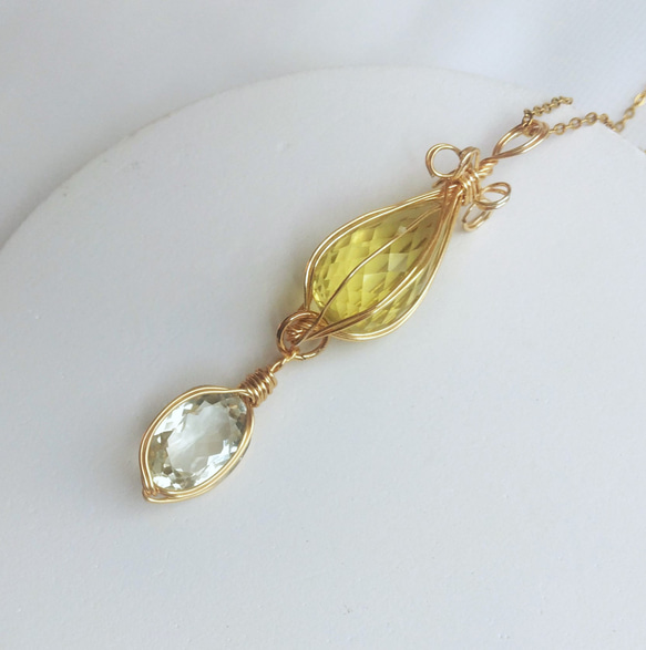 レモンクォーツ＆グリーンクォーツ 天然石 ワイヤーペンダント No.P22 ネックレス・ペンダント アルン 通販 18821379 ...