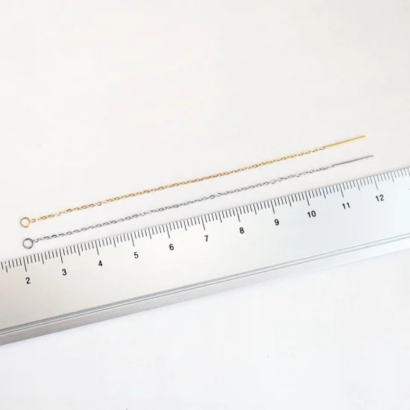 316L サージカルステンレス 長め あずきチェーンピアス パーツ 10cm ゴールド 1ペア 金具・チェーン Trois anges 通販 18839965｜Creema(クリーマ)
