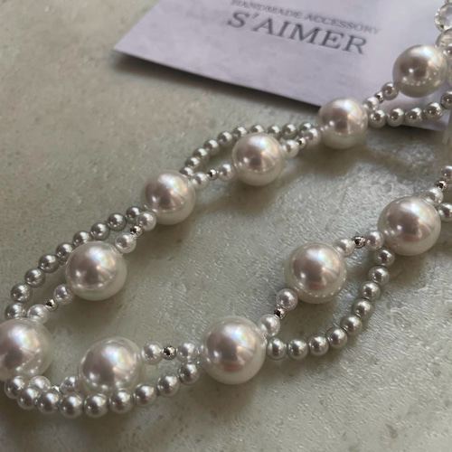 twist fake pearl necklace S AIMER Creema 18843709