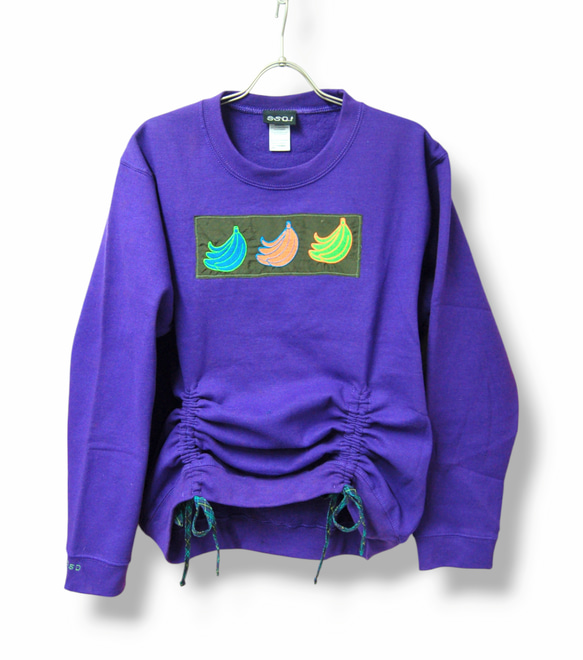 3banana刺繍 絞りスウェット:パープル スウェット・トレーナー Hand Made :SSD 通販 18859244｜Creema(クリーマ)