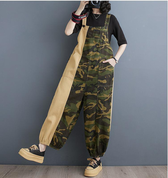 大きいサイズ レディース 迷彩 サロペット オーバーオール 秋冬 パンツ ワンピース 大きいサイズの清水商店 通販｜Creema(クリーマ) 18881888