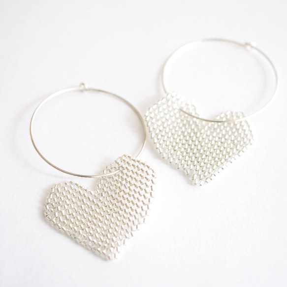 『ハートのsilver925フープピアス（シルバー） 』【受注】 ピアス（フープ） Beadspan 通販｜Creema(クリーマ) 18887814