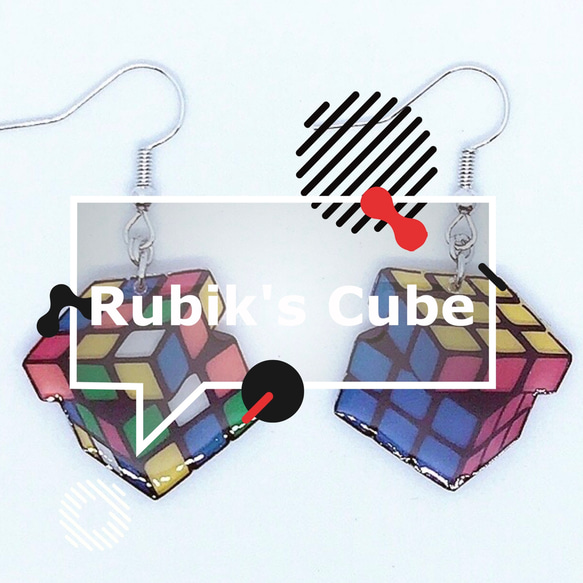 (リニューアル)ルービックキューブ ピアス ピアス（フック・チェーン） -barber- 通販 1890231｜Creema(クリーマ)