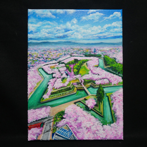 油絵 油彩 油彩画 絵 絵画 【五稜郭の春】 絵画 HR 通販 油絵 油彩 油彩画 絵 絵画 【五稜郭の春】 絵画 HR 通販