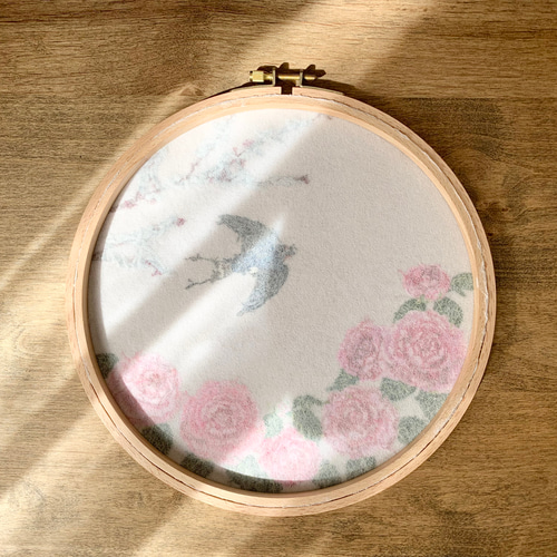早春の燕と乙女椿' 刺繍枠壁掛け その他アート momo 通販 早春の燕と乙女椿' 刺繍枠壁掛け その他アート momo 通販