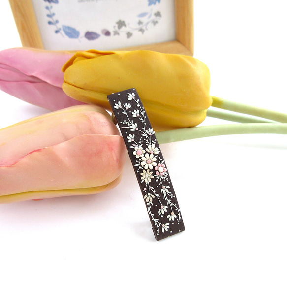 【受注制作】チョコレートブラウンのHANA髪飾りバレッタ。5㎝。「Creema限定」 バレッタ Myu 通販｜Creema(クリーマ) 18929617